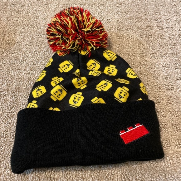 Lego | Accessories | Lego Black Yellow Pom Pom Beanie | Poshmark